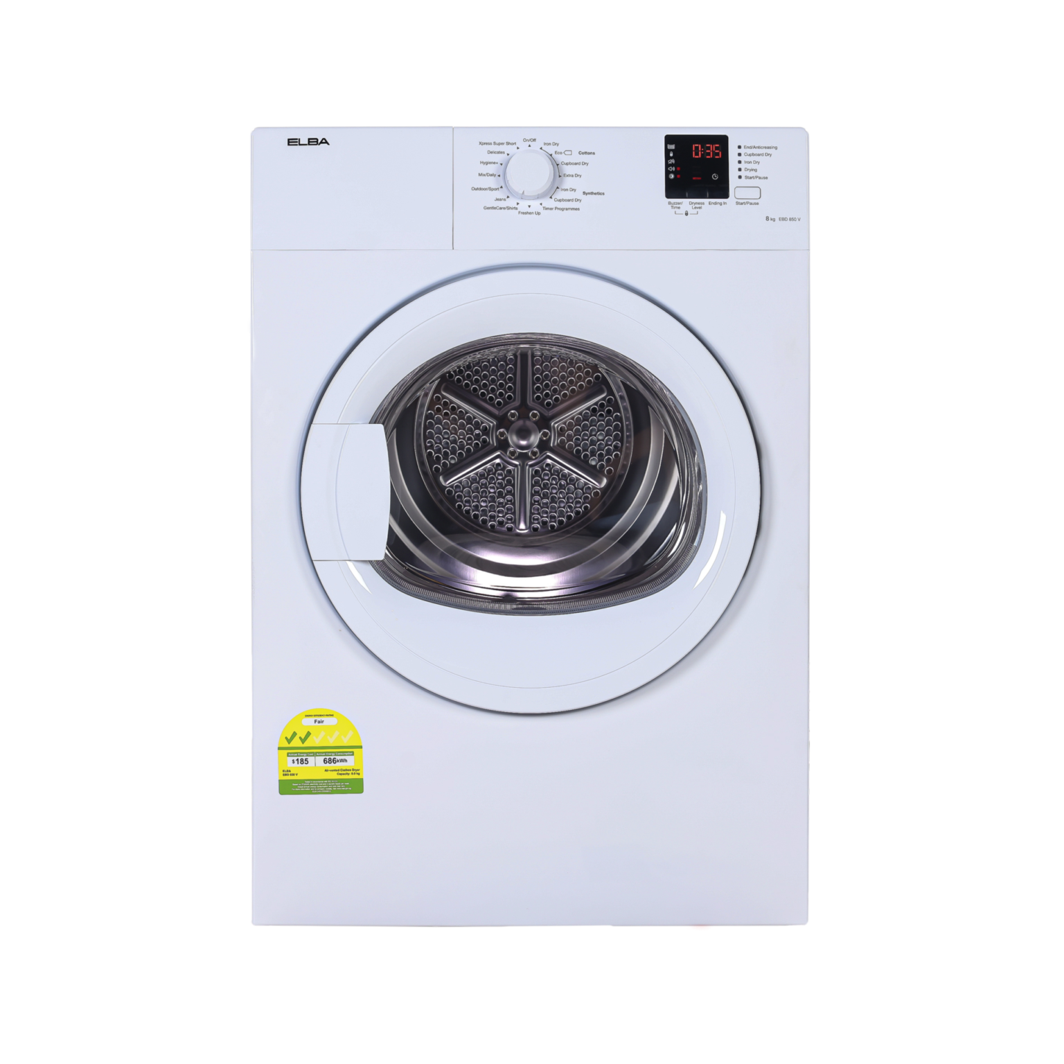 8kg Air Vented Dryer - EBD 850 V | ELBA - SINGAPORE